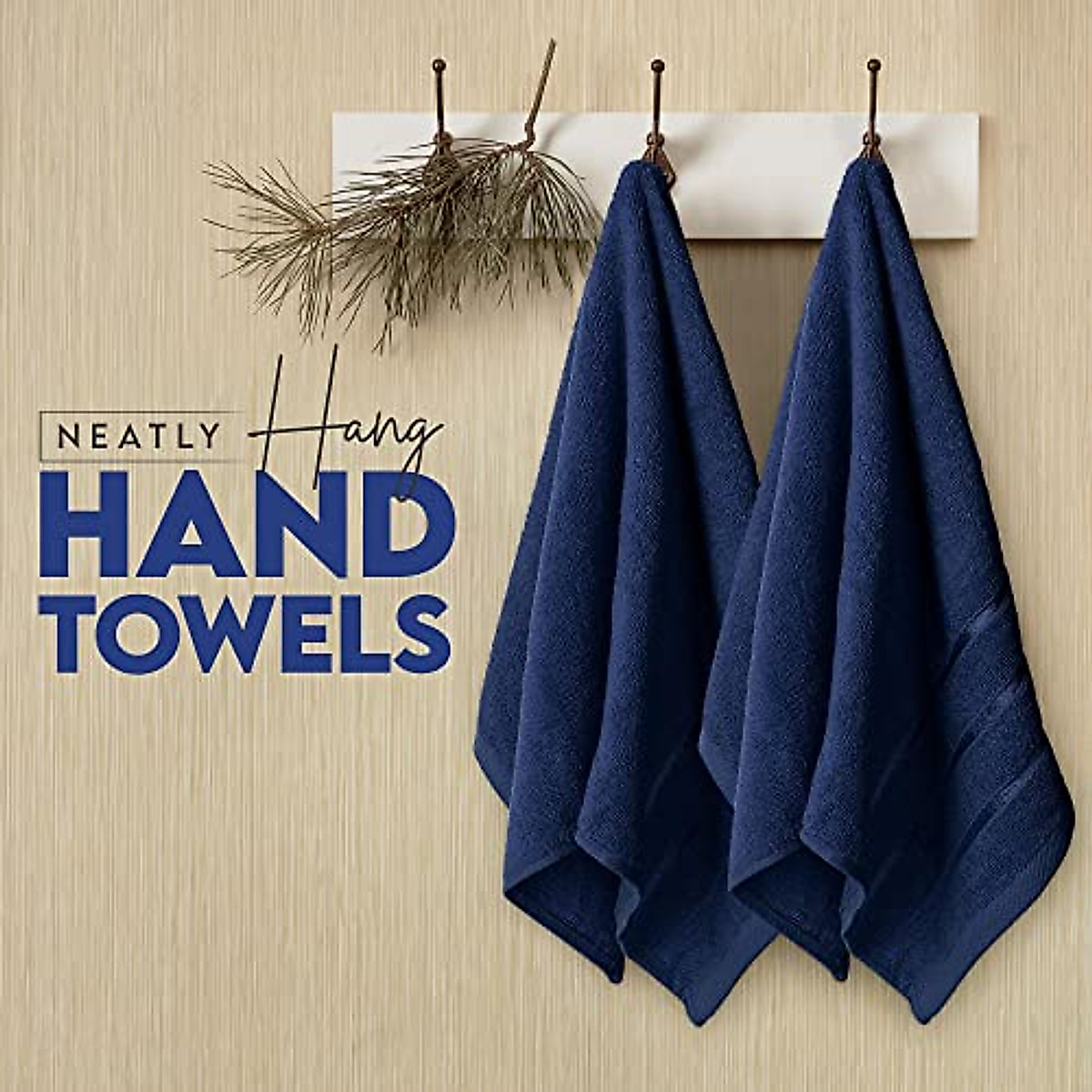 Utopia Towels - 6 Pack Viscose Hand Towels Set, (16 x 28 inches) Ring Spun Cotton, Ultra Soft and Highly Absorbent 600GSM Towels for Bathroom, Gym, Shower, Hotel, and Spa (Navy)