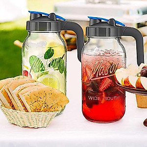 3 Pack 64oz Glass Mason Jar Pitchers with Airtight Lids - Sun Tea & Cold Brew Pitchers, Ideal for Lemonade, Coffee, Flavored Water