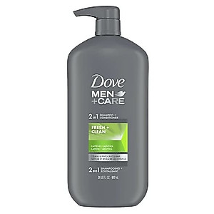 Dove MEN+CARE 2-in-1 Shampoo & Conditioner Fresh+Clean with Caffeine+Menthol, 31 Fl Oz (Pack of 1)