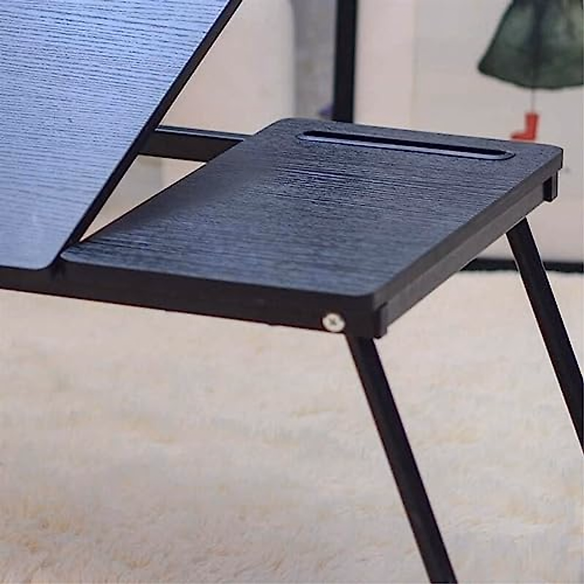 GRALES Gaming Computer Desk Foldable Bed Tray 26 Inches Laptop Desk Adjustable Bed Table with Storage Slots Tablet Phone Holder Foldable Computer Desk