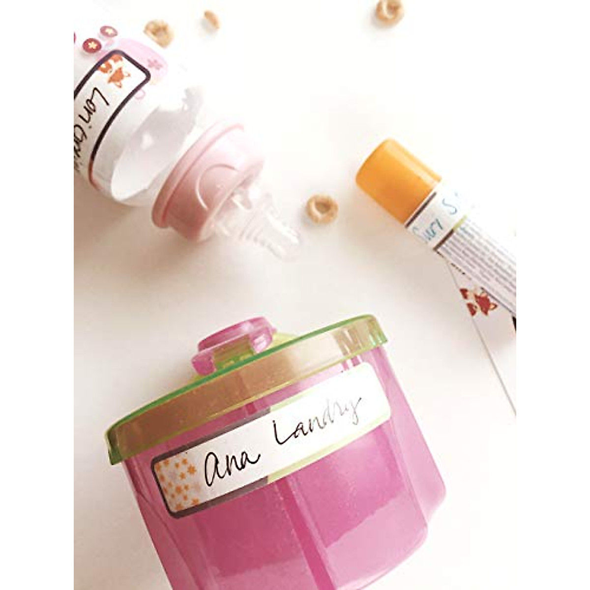 Bottle Labels, Food Pantry Label, Write-On, Self-Laminating, Waterproof Kids Name Labels for Baby Bottles for Daycare School, Dishwasher, Freezer, Kitchen Safe (Simply Colors - Rainbow Inspired))