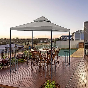 Yescom 8'x8' UV30+ Gazebo Canopy Replacement Top Cover Grey for Dual Tier Outdoor Patio Garden Tent Y0088T09