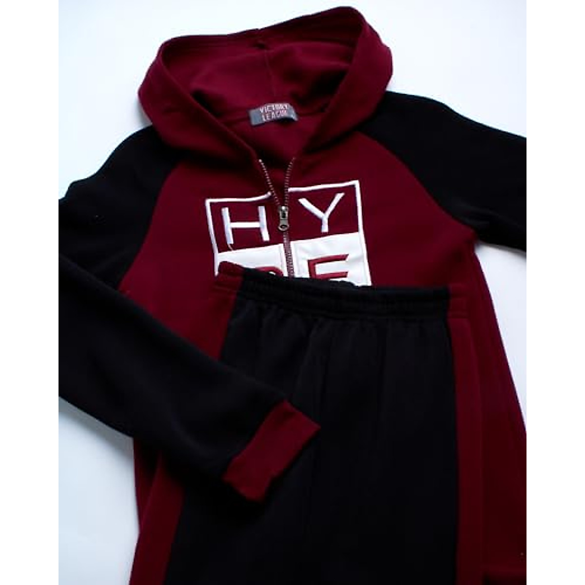 Coney Island Boys' Active Sweatsuit Set - 2 Piece Fleece Hoodie Sweatshirt and Jogger Pants (Size 8-12), Size 1012, Burgundy Hype