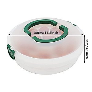 10 Inch Portable Pie Carrier with Lid and Tray 3-In-1 Round Cupcake Container Egg Holder Muffin Tart Cookie Keeper Food -Thanksgiving&Christmas Party Containe(Green)
