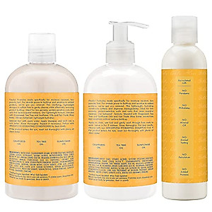 SheaMoisture Shampoo and Conditioner Set (13 Oz Ea) + Detangler (8 Oz), Low Porosity Hair Products, Baobab and Tea Tree Oil 3pc Bundle, Soften and Balance, Shea Moisture Curly Hair Products  