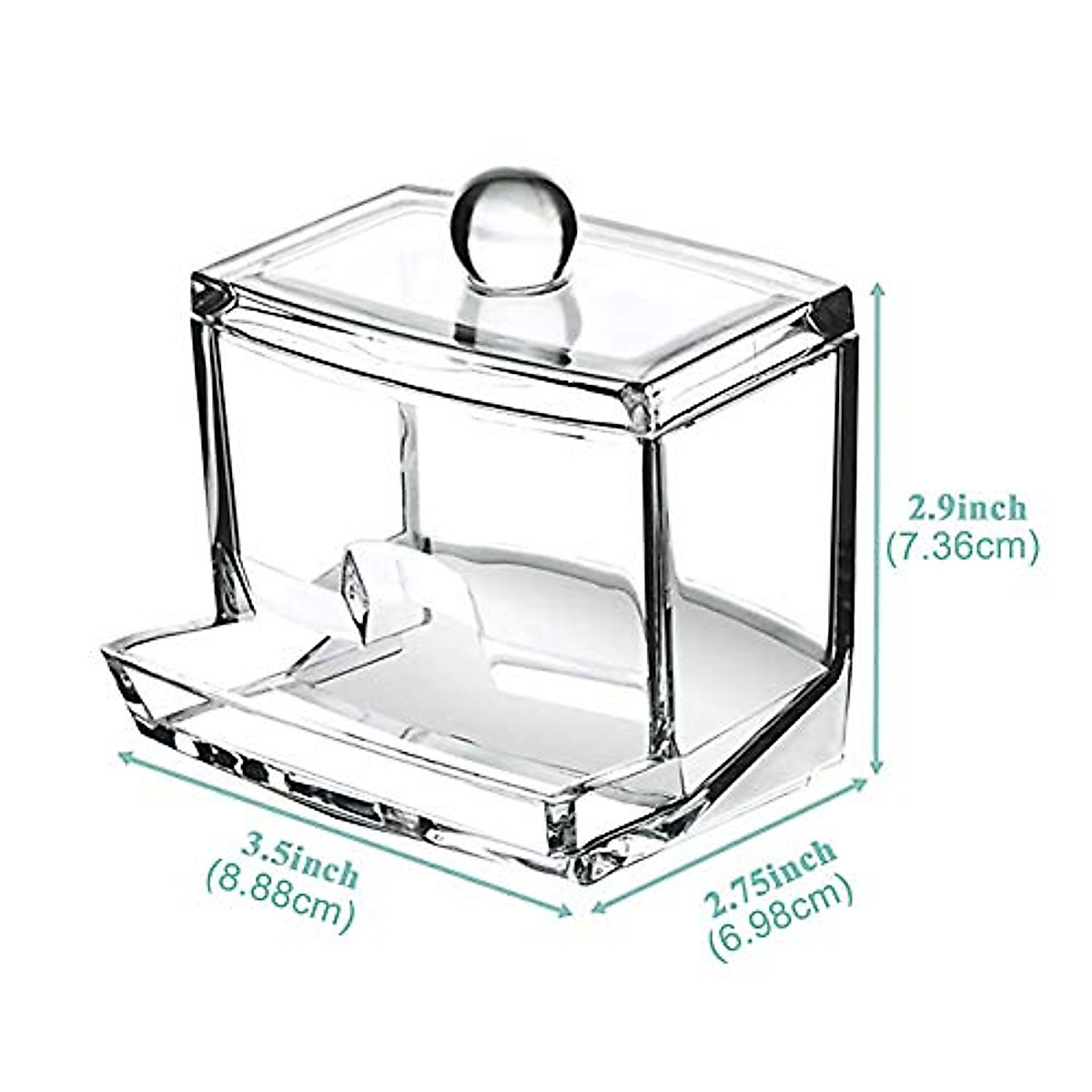 Cotton Swab Holder Clear Acrylic Container Makeup Organizer with Lid(Size:3.5 x 2.75 x 2.9 inch)