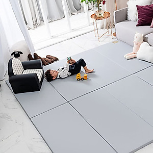 ALZIP MAT Eco Silion Urban, Folding Baby Play Mat Eco-Friendly Non-Toxic Non-Slip Reversible Waterproof (G+ (87x55 inch), Grey)