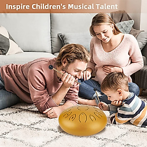 Steel Tongue Drum Instrument, Hantop 12 Inches 13 Notes Percussion Instrument Kit Tank Drum C Key with Accessory Box, Bag, Music Book and Mallets for Meditation Musical Education Mind Healing Yoga