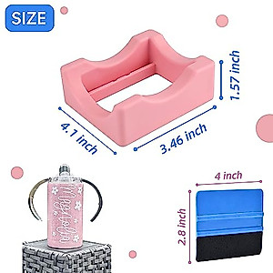 Riomh Cup Cradle for Tumblers, Silicone Tumbler Holder for Vinyl Decals, Tumbler Cradle Built-in Slot with Felt Edge Squeegee for Crafting Decals on Cups, Bottles