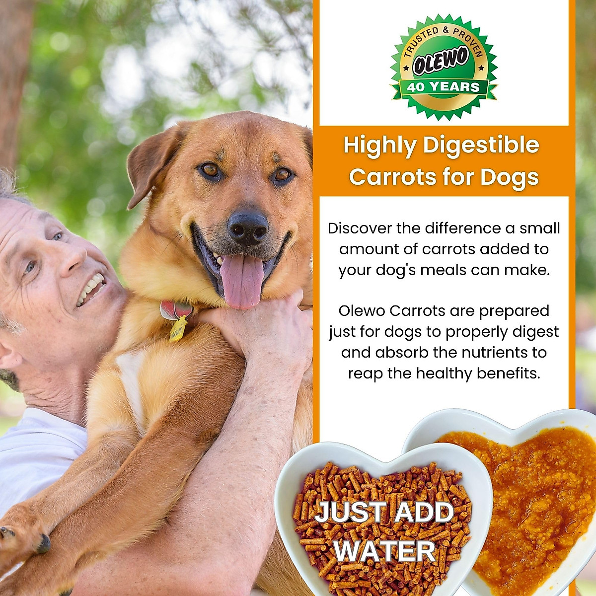 Olewo Bundle Original Carrots for Dogs & Rootsies Dog Food Toppers – Ultimate Dog Digestive Support, Sensitive Stomach Dog Food, Gut Health for Dogs, Fiber for Dogs – 2.2 lbs Each (4.4 lbs Total)