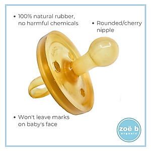 Simply Rubber Baby Pacifiers - Rounded - (6-12 mos) - Natural Rubber Pacifier - Breastfed Babies - Handcrafted in Italy 1 Pack