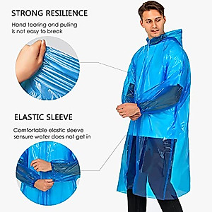 Airpler Disposable Rain Ponchos for Family Adults 4 Pack (Clear) - Emergency Rain Ponchos for Women and Men with Drawstring Hood
