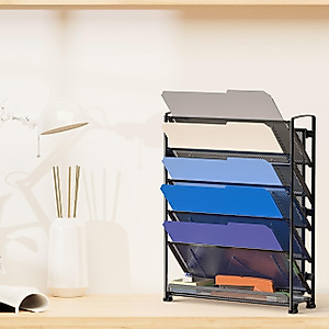 Simple Houseware 6 Tier Wall Mount Document Letter Tray Organizer, Black