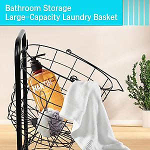 BAOKALER Removable 3 Tier Metal Rolling Laundry Basket Cart,Large Capacity Wire Basket Laundry Hamper with Wheels, Laundry Butler for Bathroom Bedroom Laundry Room