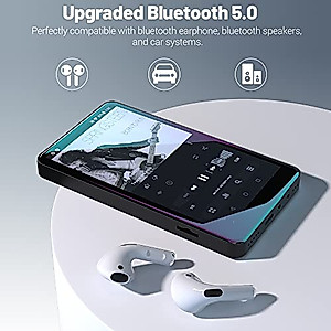 PECSU MP3 Player with Bluetooth and WiFi, 5" IPS Full Touch Screen Android Streaming MP4 MP3 Player with Spotify and Speaker Supports Custom APK Installation, Expandable up to 1TB