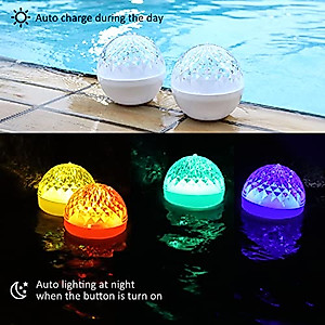 Floating Pool Lights, Solar Pool Lights That Float, Light up Led Pool Balls lights with 3 Modes of Changing Colors, Hangable Pool Glow Balls for Swimming Pool, Pond, Waterproof Pool Accessories-2pcs