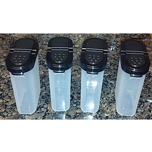 Tupperware Large Spice Shaker Set of Four. Black Seals