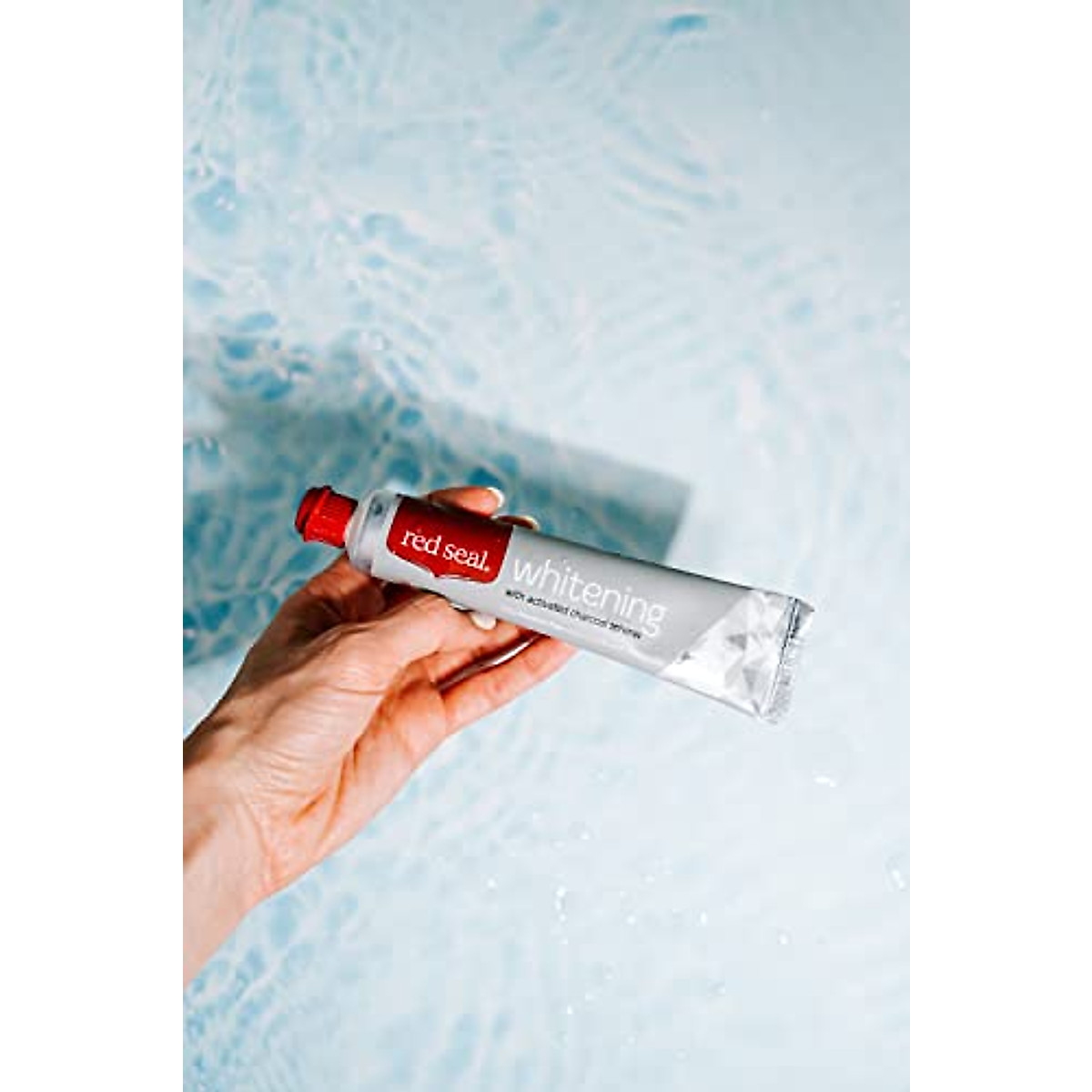 Red Seal Teeth Whitening Toothpaste with Baking Soda, Activated Charcoal Spheres, Coconut Oil for Visibly Brighter Smile – Fluoride Free, No SLS, Paraben Free