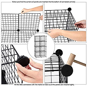 C&AHOME Wire Cube Storage, 8-Cube Organizer Metal C Grids Storage, Storage Bins Shelving, Modular Book Shelf, DIY Closet Cabinet Ideal for Living Room, Home, Office 24.8" L x 12.4" W x 48.4" H Black