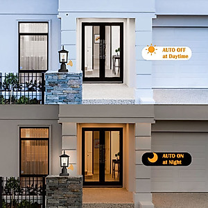 CINOTON Dusk to Dawn Outdoor Post Light Fixtures, Modern Exterior Post Lantern 6-Inch with Pier Mount Base, Aluminum Lamp with Clear Glass Waterproof for Garden Patio Pathway Deck