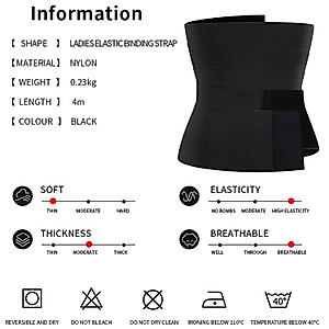 Lancsdom Snatch Me Up Bandage Wrap Adjustable Belly Waist Wrap for Women Waist Trainer Waist Trimmer waist wrap Belly Body Shaper Compression Wrap(4 meters) Black