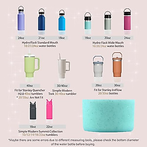 WORBSS Aqua Glitter Silicone Boot Sleeve for Stanley Cup Accessories 40oz & Hydro Flask 18-24oz & Simple Modern Tumbler Wide Mouth Water Bottle Protector Bottom Sleeve Cover Bumper for Your Trip