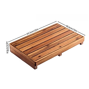 Wooden One Step Stool - Solid Pine Step Vertical Board with Anti Slip pad, Suitable for Elderly People's Wooden Step Stool, High Bed, Bathroom, Kitchen (23.6" L*15.7" W*3.9" H), Natural