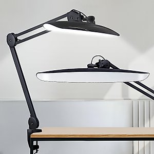 LED Desk Lamp with Clamp - DAEV – 2,200 Lumen 20" CCT Swing Arm Desk Light- 182 LEDs Adjustable from 300K to 6500K – Task, and Work Lamp for Nail Techs, Hobbyists, Artists, and Crafters, Black
