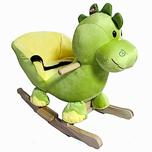 Ponyland: Music Rocking Chair - Dinosaur - Animal Wooden Ride-On Rocker, Handlebars, Music Button, Comes Assembled, Kids & Toddlers Ages 18mo+