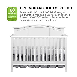 Oxford Baby Emerson 4-in-1 Convertible Crib, Snow White, GreenGuard Gold Certified