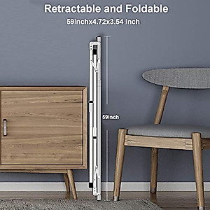 RELIANCER Free Installed Clothes Drying Rack Stainless Steel Foldable Rack Hanger Space Saving Retractable 43.3-59 inch Clothes Rack Adjustable Clothes Hanger Rolling Rack with 4 Casters & 10 Hooks