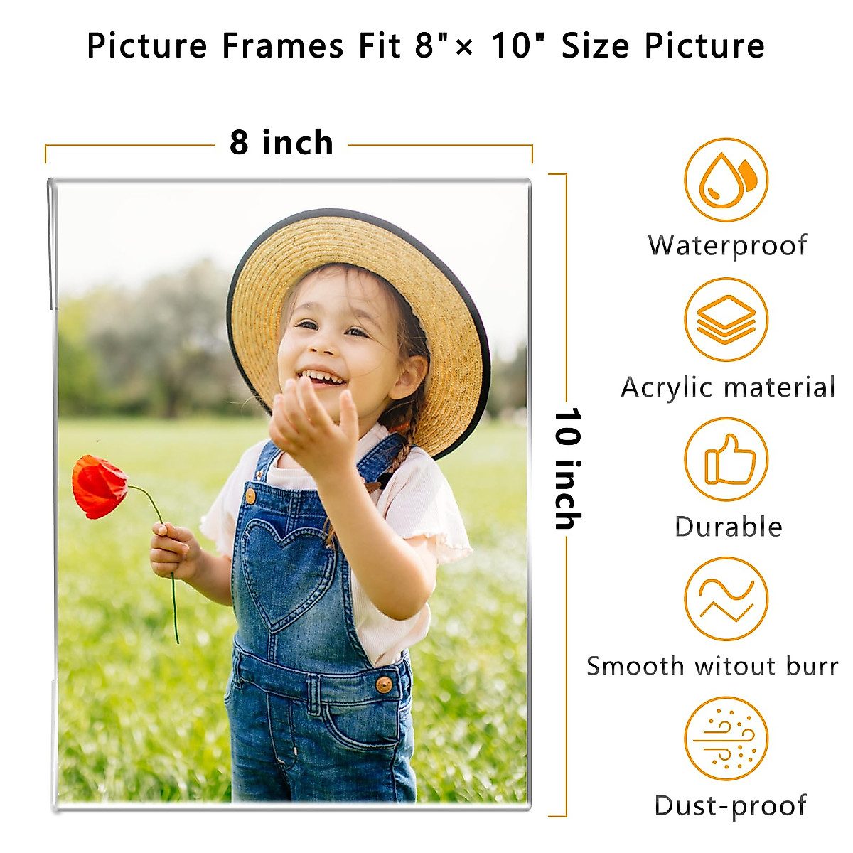DZZ 8x10 Picture frame,High Transparent Photo Frame,Clear Acrylic 8 x 10 frame,Picture Frames 8 by 10 for Photo Poster Canvas Certificate Document Gallery,Set of 6
