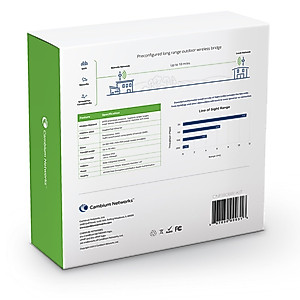 Cambium Networks ePMP Force 180 Bridge-in-a-Box Plug-n-Play Outdoor Wireless Ethernet Bridge - Pre-paired Point-to-Point (PTP) link - 10 Mile Wireless Range - 5GHz - 200 Mbps Throughput (C058900B072A)