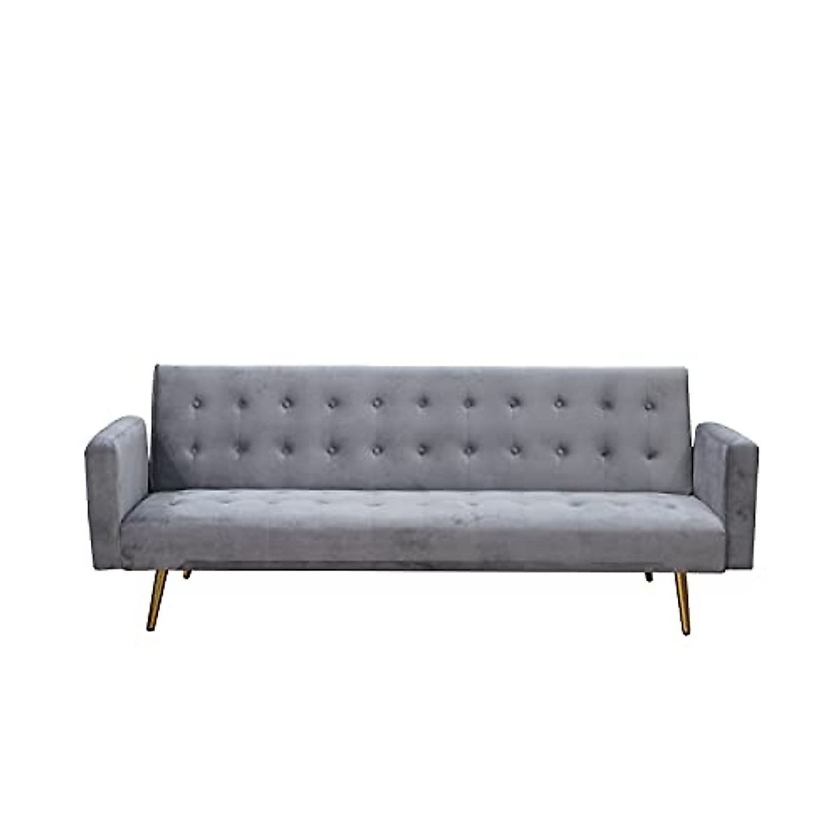 Kingway SF-6005 Convertible Futon, Velvet Couch Sofabed, L76,W37.8,H22.8, Gray Sleeper