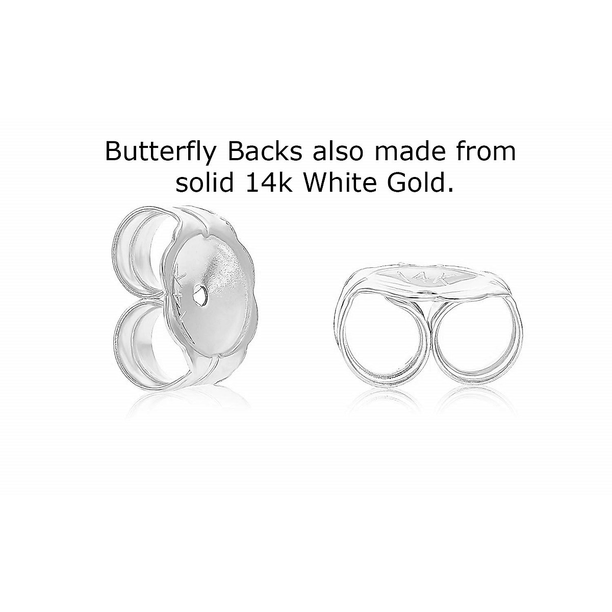 14k White Gold Solitaire Round Tint Cubic Zirconia Small CZ Stud Earrings with 14k Gold butterfly Push-backs (3mm)