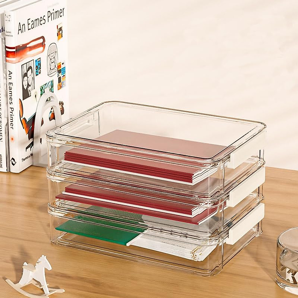 ZeJlo Plastic Storage Containers with Lids, Clear Storage Bins with Lids, 3 PCS Plastic File Box, Plastic Storage Box for Organizing A4 Paper, Photo, Document, Scrapbook, Small Toys, etc