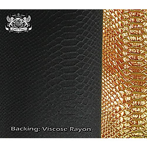 Fabric Empire Vinyl Upholstery Embossed Snake Hologram Glossy Holographic Fabric 54" Wide Sold by The Yard (Copper)