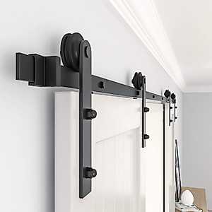 WINSOON Sliding Barn Door Hardware Double Door 8ft Track Kit with 2PCS 12 Inch Sliding Barn Door Handle Set