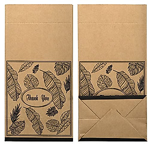 Yesland 200 Pcs Mini Brown Paper Bags, 3.5 x 2.25 x 7 Inch Thicken Paper Snack Bag Small Kraft Paper Treat Bags, Thank You Paper Cookie Sandwich Bags Bulk for Party Favor, 80 Bags and 120 Stickers