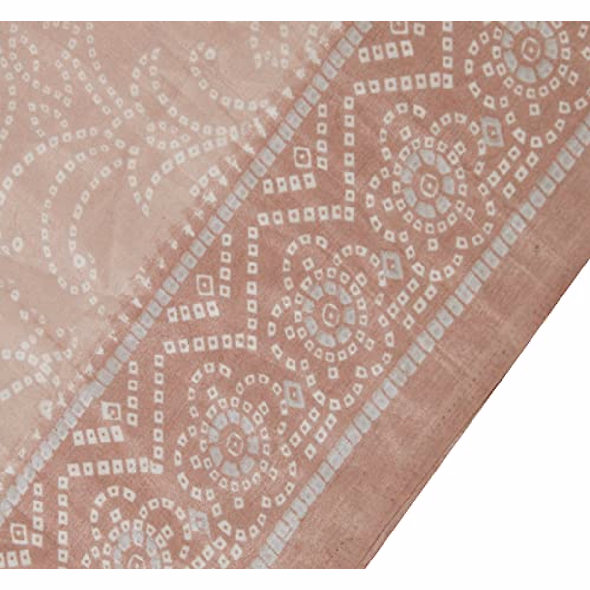 Peegli Vintage Bandhani Printed Saree Pink Recycled Fabric Silk Blend DIY Craft Sari