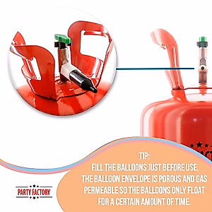 Party Factory Helium bottle for up to 50 Balloons incl. Latex Balloons, Helium Cylinder 14 cu. ft. Gas with filling quantity for Balloons, Ideal for Party, Events