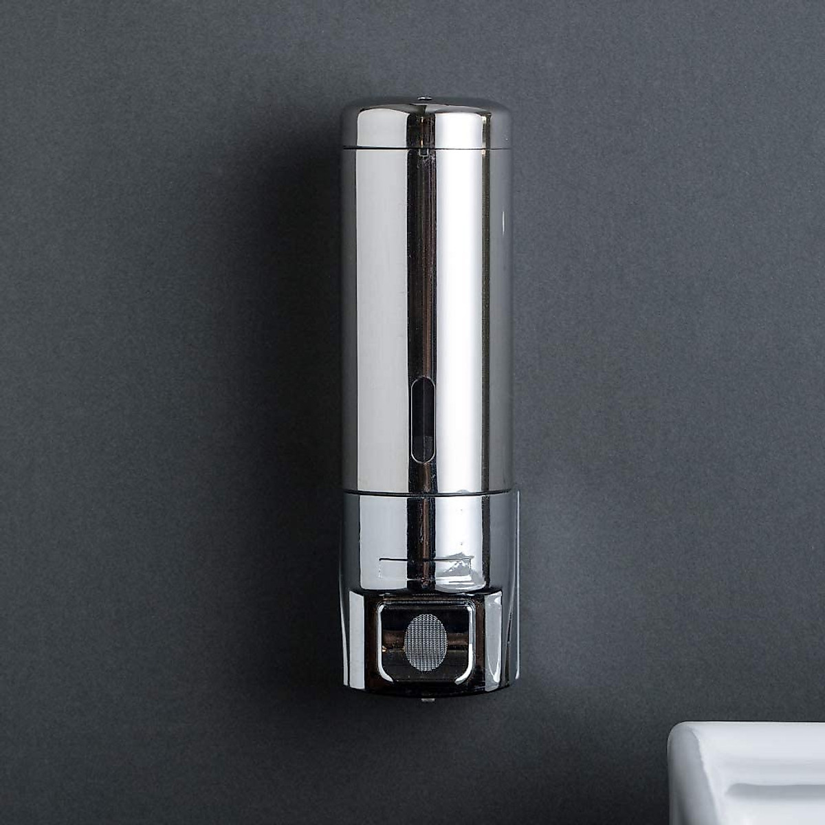Adhesive Soap Dispenser 300ML Drill Free with Adhesive or Wall Mount with Screws,Manual Dispenser Shampoo Shower for Kitchen Bathrooms,Stainless Steel