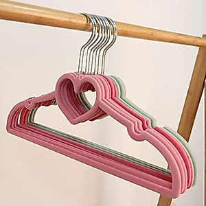 Heart-Shaped Flocked Hanger Non-Slip no Mark Love Home Clothes Hanger Plastic Thickened Wardrobe Hanger - Pack of 10 Brown