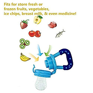 Baby Fruit Feeder Pacifier 3Pack-Fresh Food Feeder-Silicone Nipple Teething Toy-Silicone Pouches for Toddlers & Kids