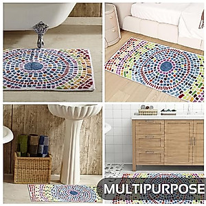 Better Trends Picasso Mosaic Collection 100% Combed Cotton Tufted Yarn Super Absorbent Thick Bath Mat Rug Rubber Latex Backing Machine Washable, 20" x 60" Runner, Multicolor Pattern