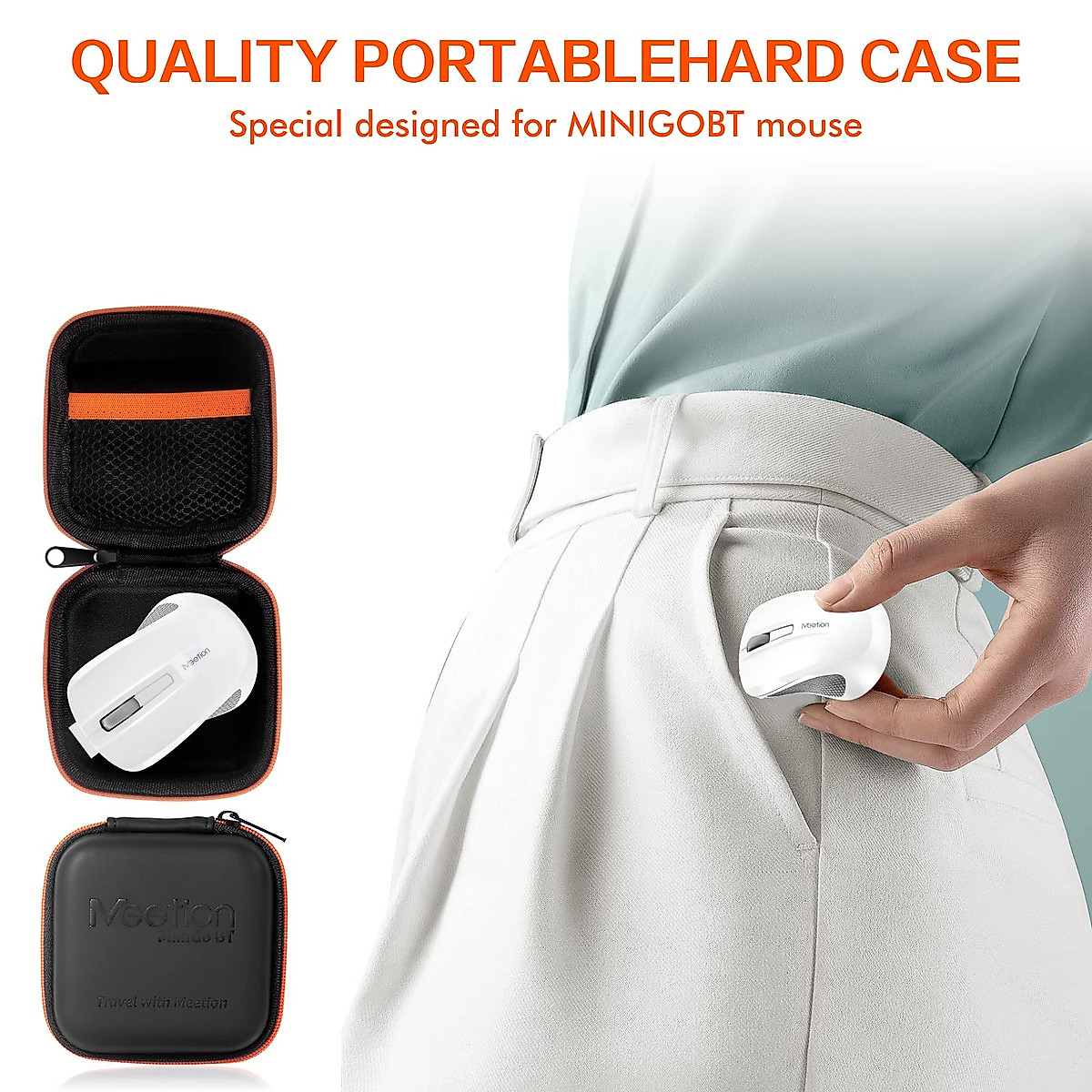 MEETION Wireless Mini Mouse, 2.4GHz USB-A + Bluetooth Mouse, for Boys, Girls, Child, 1200 DPI USB-C Rechargeable Mouse, White