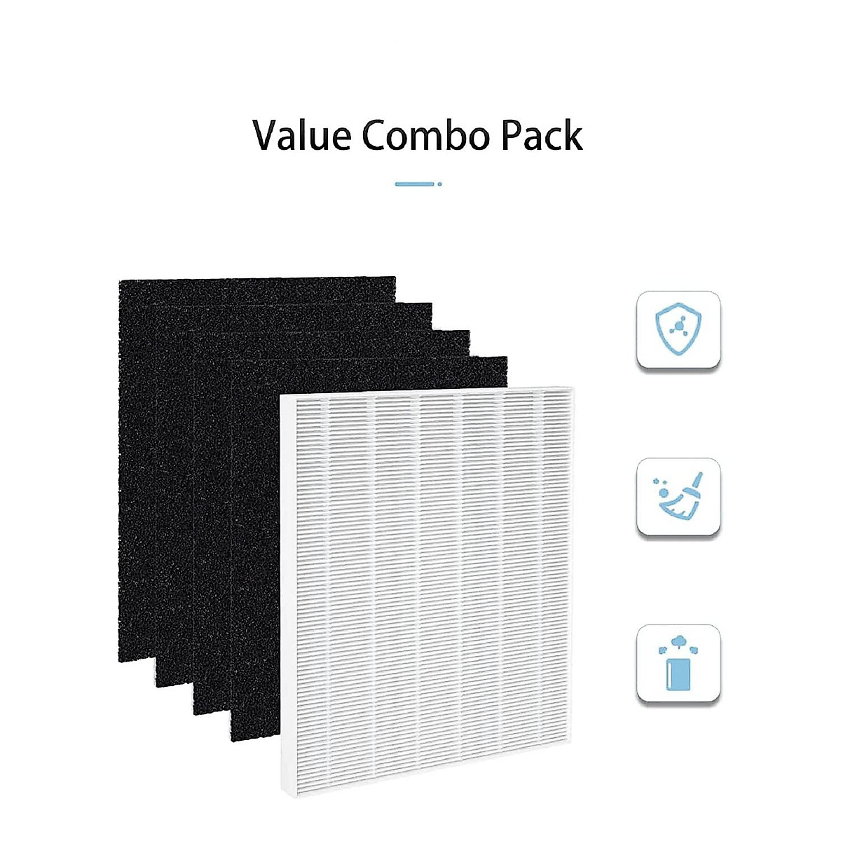 115115 Size 21 Filter A Compatible with Winix PlasmaWave Air Purifier C535, 5300, 5300-2, 6300, 6300-2, AM90, P300, True HEPA Filter with 4 Carbon Pre-Filters