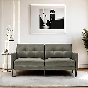 CHITA Mid-Century Sofas 73.2''W Faux Leather 3 Seat Sofa Couch Sets for Living Room Apartment, Grey