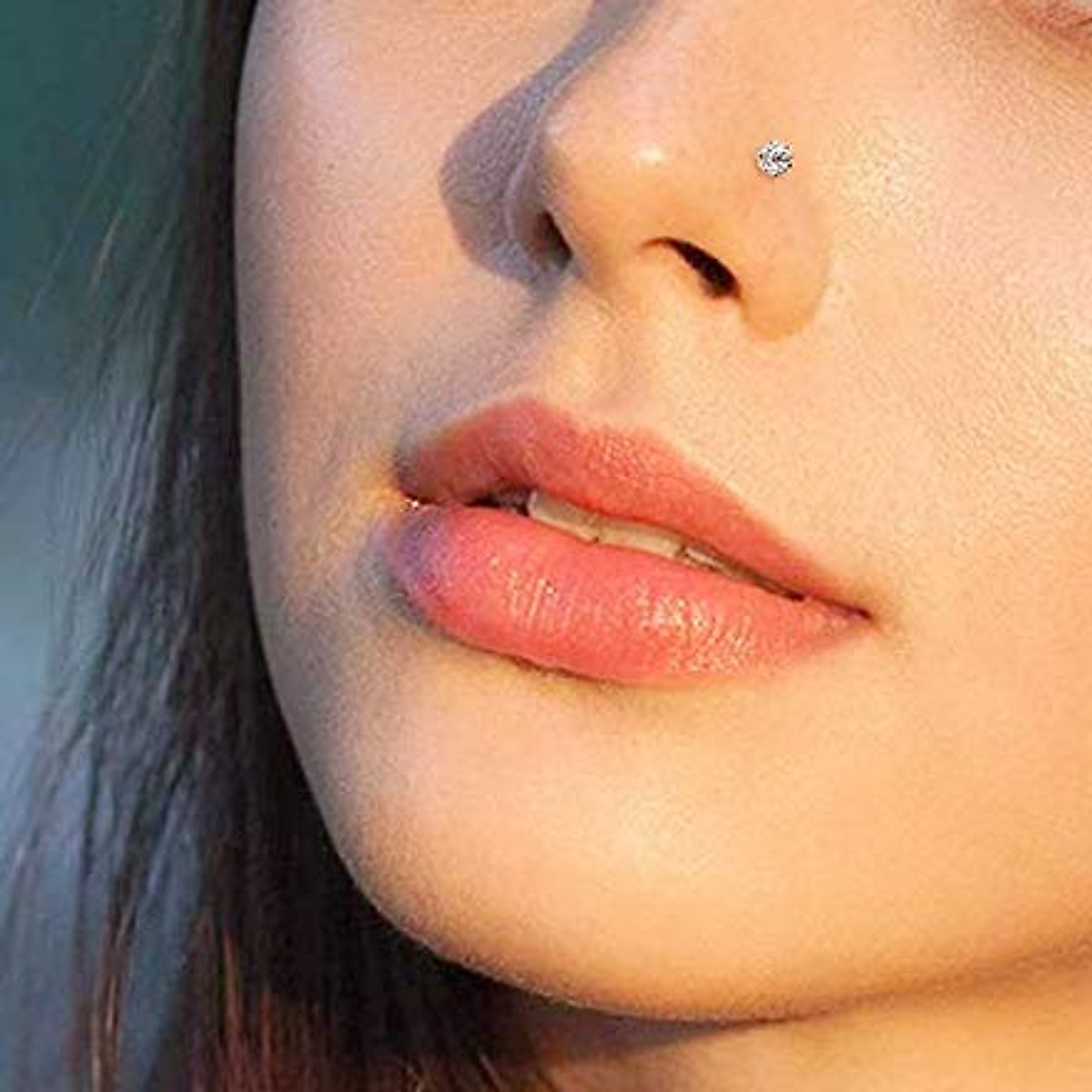 COCHARM G23 Titanium Nose Stud 20g Nose Screw Nose Rings 2mm Diamond Clear CZ Nose Stud Nose Rings 20 Gauge Nose Piercing Jewelry 20g Nose Corkscrew Stud