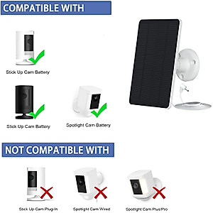 DaybreakAura 5W Solar Panels for Security Cameras - Compatible with Ring Spotlight Cam(Battery), Ring Stick Up Cam Battery - 9.8 Ft Charging Cable - 1PACK (Not for Spotlight Plus/Pro)